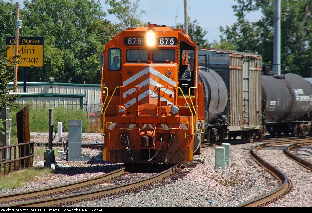 EJ&E 675, EMD SD38-2, CN-IC working a BNSF transfer run